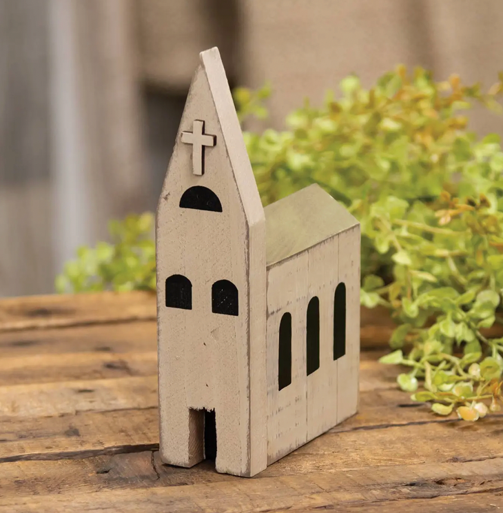 Primitive Wooden Block Church – Ducks-n-Stuff